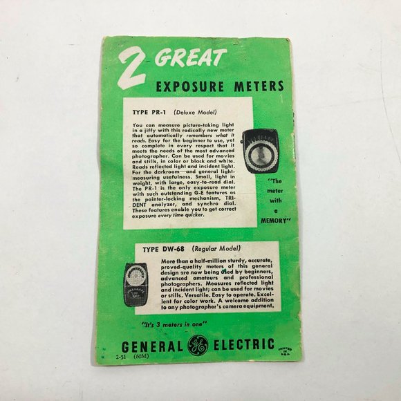 General Electric | Cameras, Photo & Video | Vintage Booklet Film Values ...